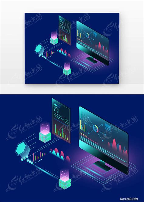 2 5d科技风统计场景电脑数据分析图图片下载 红动中国