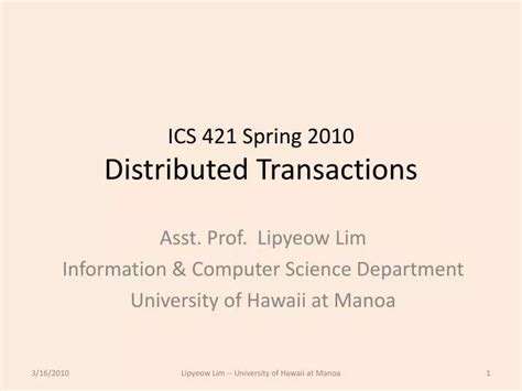 Ppt Distributed Transactions In Parallel Databases Isolation