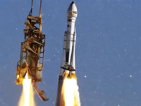 Un Primer Plano De Un Cohete Espacial Despegando Con Sus Potentes