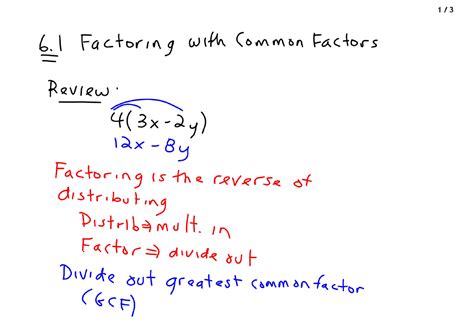reverse distribution intermediate algebra lecture handout docsity