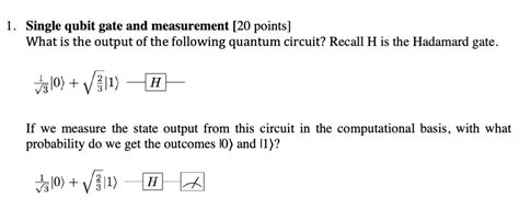 Solved Single Qubit Gate And Measurement 20 ﻿points What Is