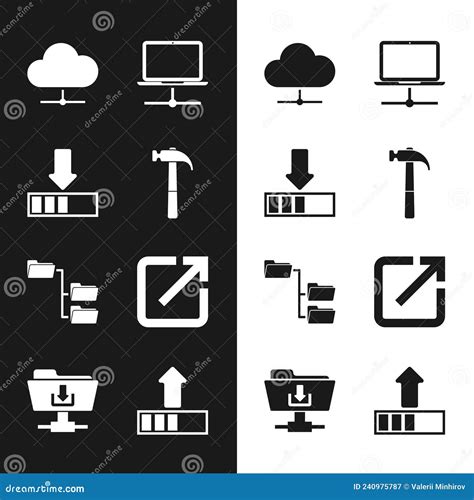 Set Hammer Loading Network Cloud Connection Computer Network Folder