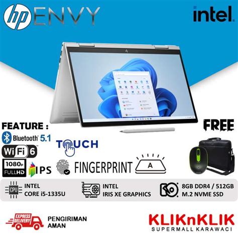 Jual Laptop Hp Envy X Intel I U Gb Gb Ssd Fhd Ips Touchscreen Windows Gb