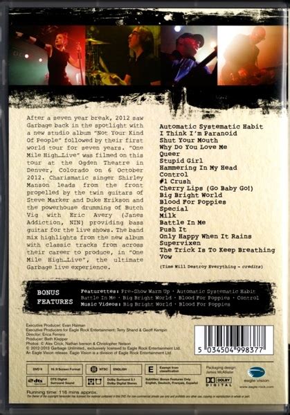 Garbage One Mile High Live Europe Cat Eredv983 Subterania