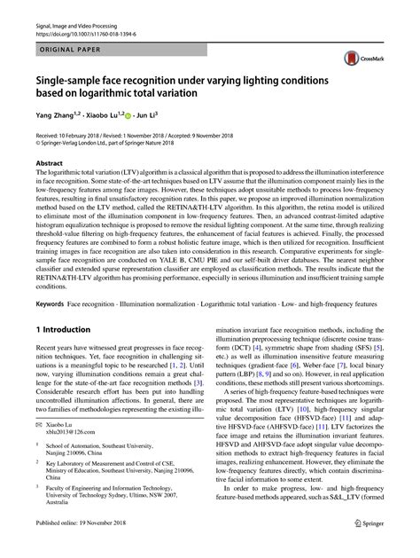 Face Recognition Under Varying Lightning Conditions Doi S O R I G I N A