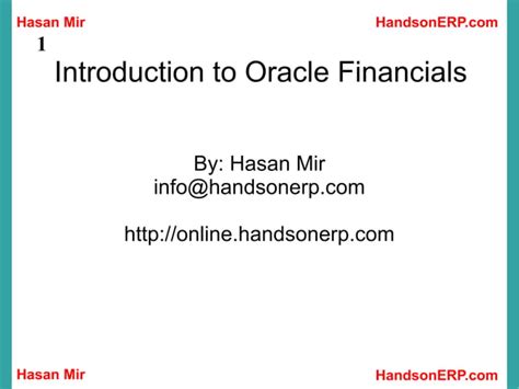 Introduction To Oracle Financials Odp Computing Technology And Computing