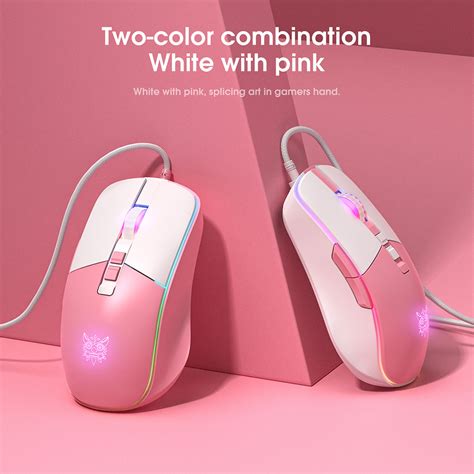Onikuma Kiku Gaming Mouse Whitepink Rgb Gaming Mouse เม้าส์เกมมิ่ง ออฟติคอล ความแม่นยำสูงปรับ