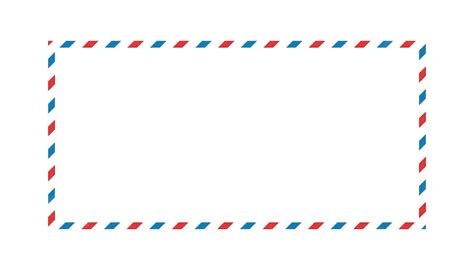 빨간색과 파란색 줄무늬가 있는 항공 우편 편지 프레임 항공 우편 테두리 레트로 빈티지 빈 봉투 템플릿 유로 봉투 E65 벡터 그림 흰색 배경에 고립 프리미엄 벡터