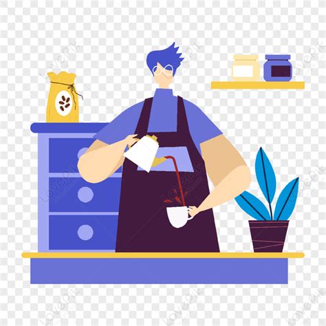 커피 그림을 만드는 바리스타 일러스트 무료 다운로드 Lovepik