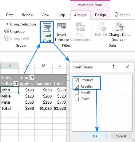 Create Slicer Excel Boundloced