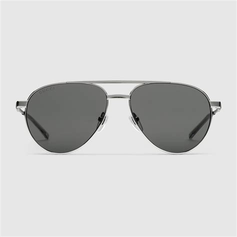 Aviator Frame Sunglasses In Silver Gucci® Us