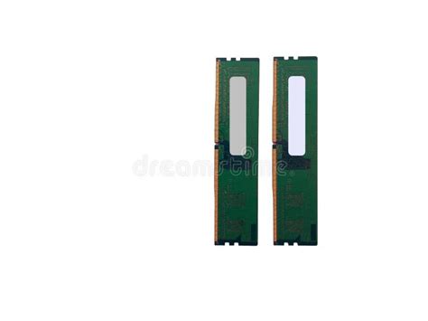 Temporary Memory Storage Unit Ddr4 Ram Green Color 2 Pieces For Use In Computer Stock Image