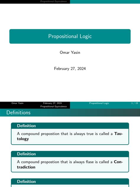 Topic 4 Propositional Equivalence Pdf Proposition Metalogic