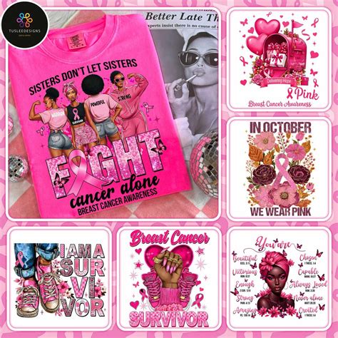 6 Breast Cancer Awareness Woman Png Bundle Preppy Breast Cancer