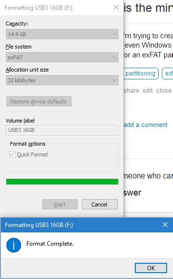 Partitioning What Is The Minimum Size Of Any ExFAT Volume Super User