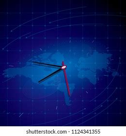 Clock On World Map Time Concept Stock Vector Royalty Free 1124341355