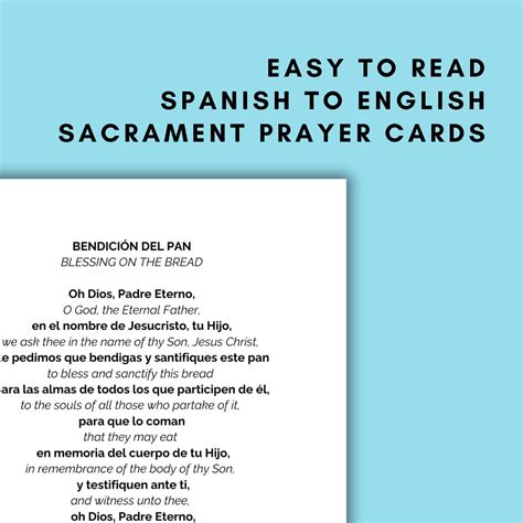 English Spanish Translation Cards Of Lds Sacrament Prayers Etsy