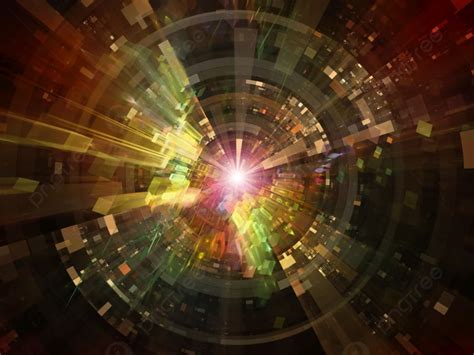 Exponential Technology Bright Math Generated Abstract Radial Elements To Illustrate Concept Of