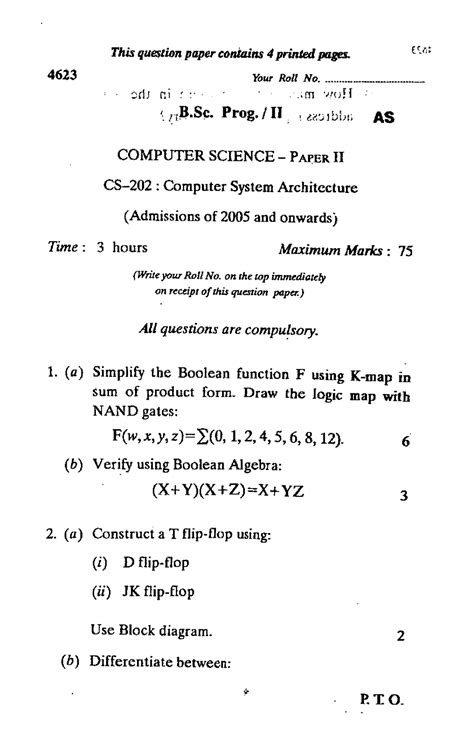 b sc prog ii computer science paper ii cs 202 computer system