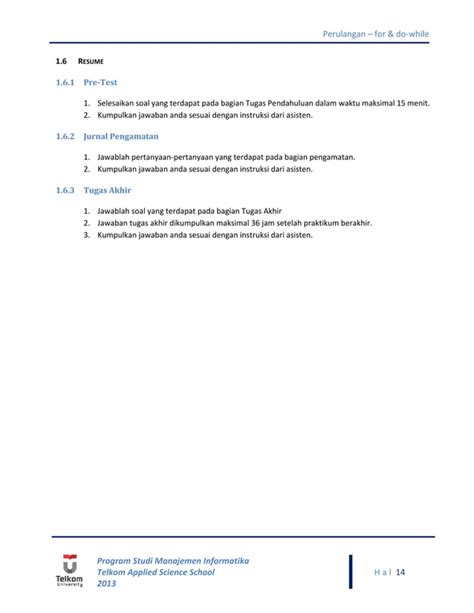 mi1274 alpro lanjut 6 perulangan 2 for do while pdf