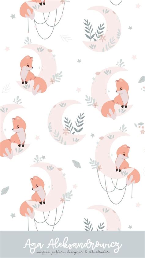 Fox Illustration Over The Moon Pattern Design Video By Agnieszka