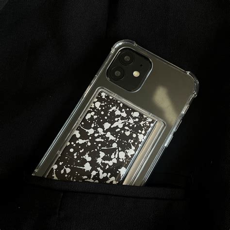 빠른배송 콜론비 페인트 블랙 심플 아이폰케이스 카드지갑 수납 풀커버 젤리 투명 실리콘 Y2k 아이폰 11 12 13 미니 Xs X Xr Se2 Se3 7 8 14