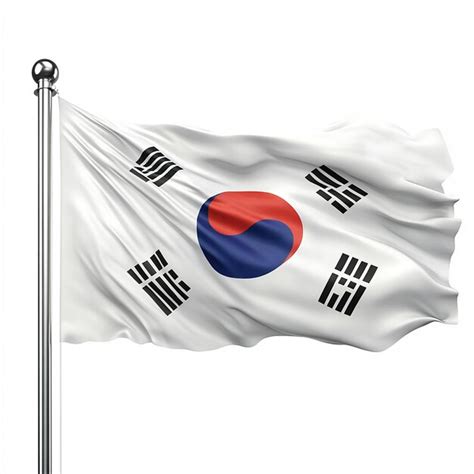 Waving South Korean Flag Premium Ai Generated Image