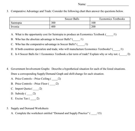 Solved Name 3 Comparative Advantage And Trade Consider Worksheets Library