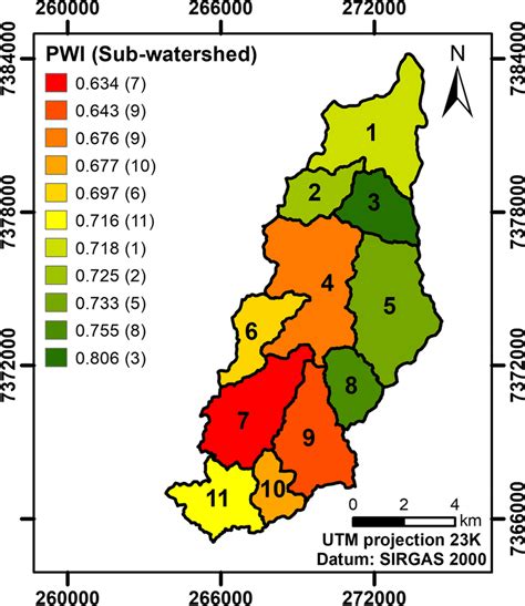 Map Of Distribution Of Pwi Values Download Scientific Diagram
