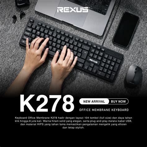 Jual Rexus Keyboard Office Membrane K278 Shopee Indonesia