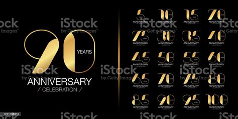 프리미엄 기념일 로고 타입 세트 황금 기념일 기념 엠 블 럼 디자인 기념일에 대한 스톡 벡터 아트 및 기타 이미지 기념일 75 80 Istock