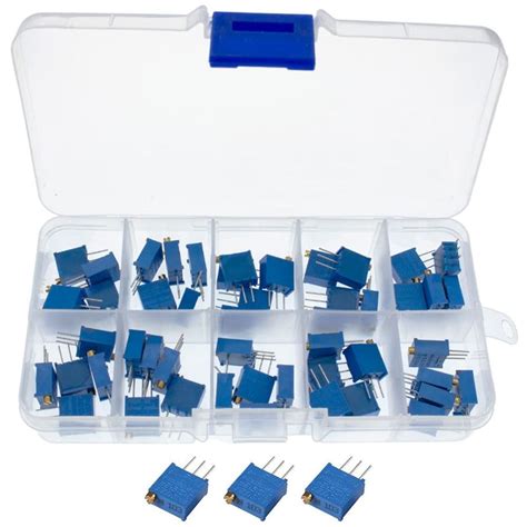 50pcs Ohm Resistor Set 10 Types Trim Pot 3296w Variable Resistor Multi Rotation