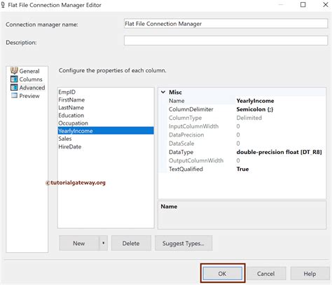 ssis export sql table data to semicolon delimiter text file