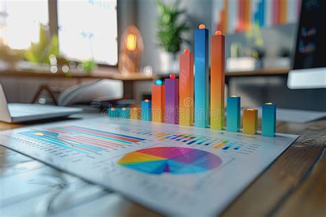 Three Dimensional Mockup Charts Showing Financial Data And Business