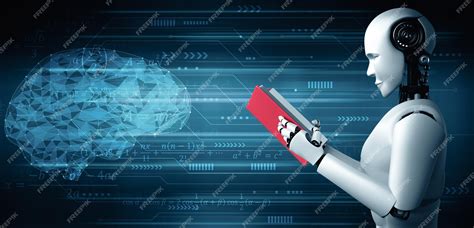 Premium Photo Xai 3d Illustration Of Robot Humanoid Reading Book