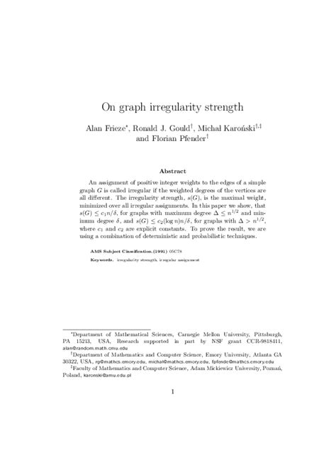 Pdf On Graph Irregularity Strength