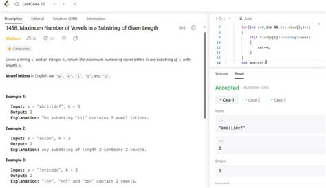 Sagnik Saha On Linkedin 📌 Leetcode 75 Challenge 💎 Day 46 Maximum Number Of Vowels In A