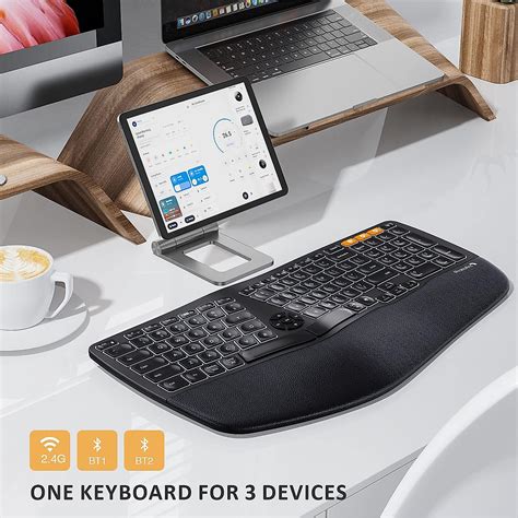 Protoarc Backlit Wireless Ergonomic Keyboard Ek01 Bluetooth Ergo Split Keyboard With Wrist Rest