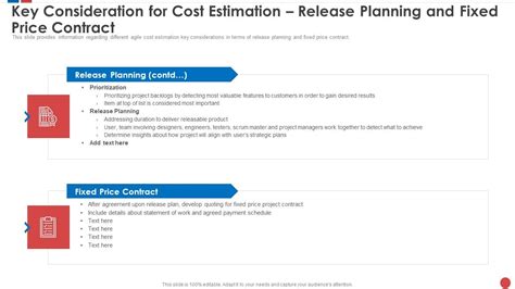 Key Consideration For Cost Estimation Release Planning And Fixed Price