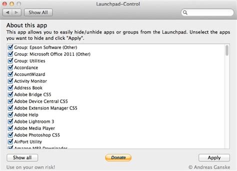 Launchpad Control Hides Program Icons From Lion S Launchpad