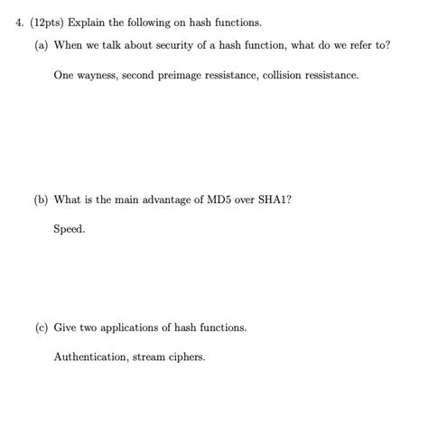 solved 12pts ﻿explain the following on hash functions a