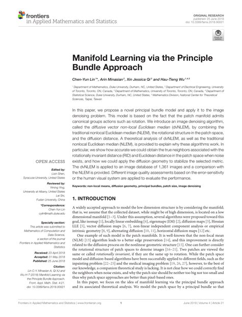 Pdf Manifold Learning Via The Principle Bundle Approach