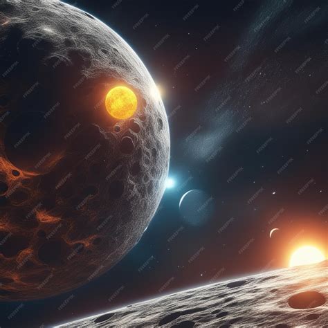 Premium Ai Image Space Sun And Moon And Galaxy
