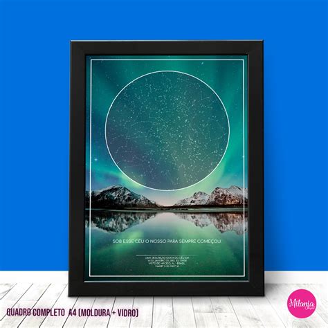 Quadro Mapa Do Céu Aurora Boreal A4 Completo Elo7