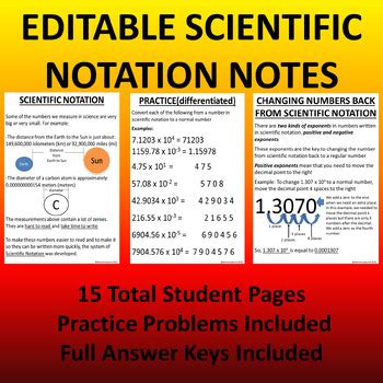 Editable Scientific Notation Notes With Differentiated Practice TPT