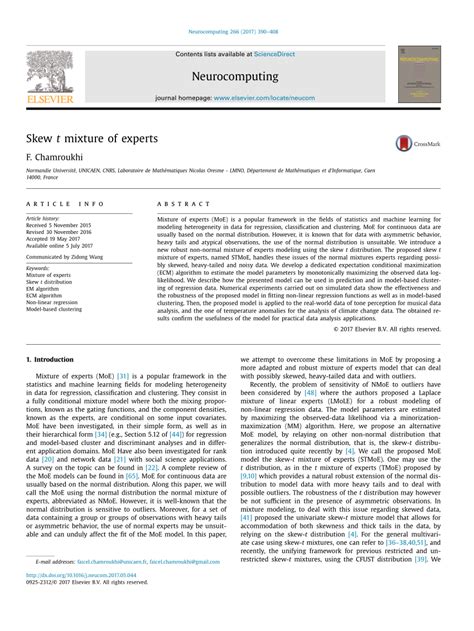 Pdf Skew T Mixture Of Experts