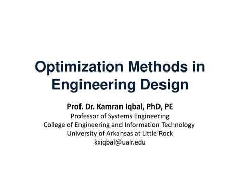 pdf optimization methods in engineering design