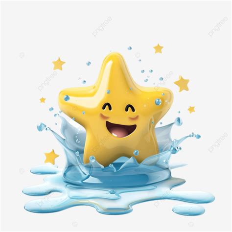 물 속에서 웃는 만화 노란 별 만화 노란 별 웃는 얼굴 Png 일러스트 및 이미지 에 대한 무료 다운로드 Pngtree