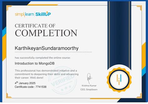 mongodb certification techskills karthikeyan sundaramoorthy