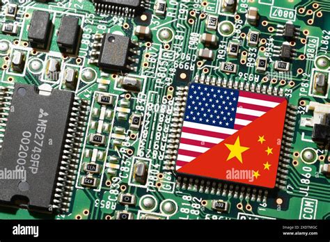 Flag Of The Republic Of China And The United States On Microchip Of A
